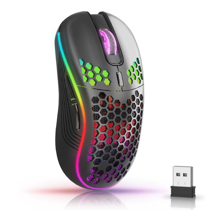 2.4G Wireless Mouse with RGB Backlit 6-Button 3-Speed DPI Type C Recha ...